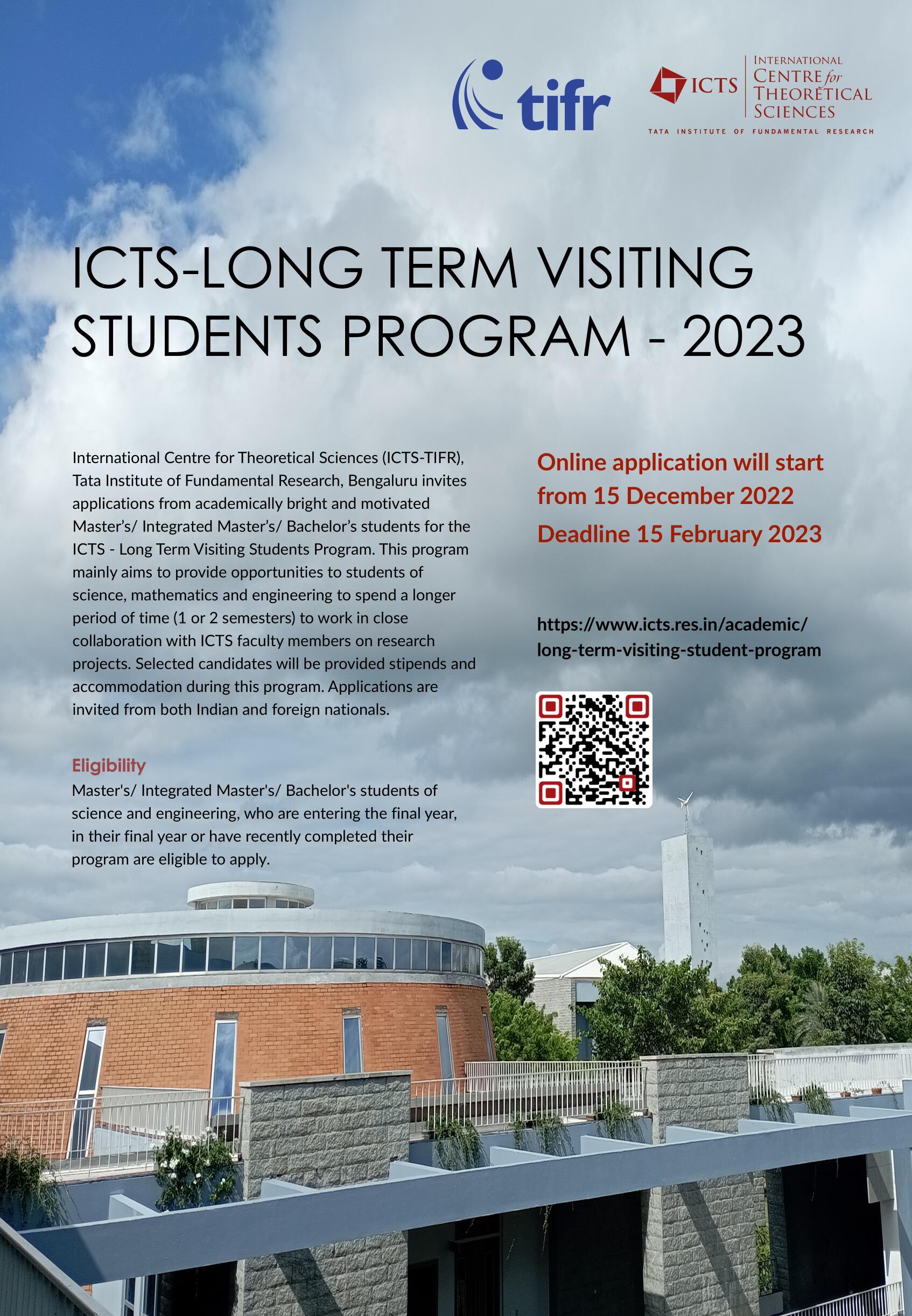 Long Term Visiting Students Program - 2023 | ICTS